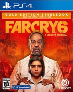 far cry 6 playstation 4 gold steelbook edition with free upgrade to the digital ps5 version