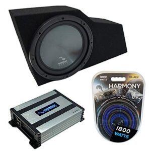 harmony audio ha-r124 subwoofer single 12" sub box bundle ha-a400.1 amp compatible with 2002-2009 gmc envoy suv