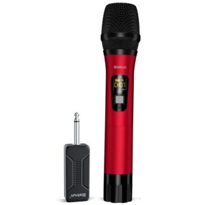 wireless microphone, uhf metal dynamic handheld karaoke mic, rechargeable receiver (work 6hs),160ft range, for karaoke, singing, stage, wedding, speech, karaoke machine, speaker, amplifier, mixer