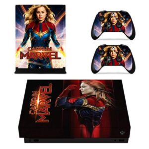 adventure games - xbox one x - captain marvel - vinyl console skin decal sticker + 2 controller skins set