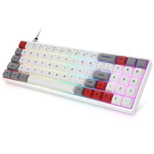 yunzii sk71 71 keys hot swappable wired mechanical keyboard with rgb backlit, optical switch, pbt keycap, nkro, type-c cable for win/mac/gaming (gateron optical red, grey)