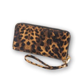 ro rox women's leopard print pvc wallet with wrist strap