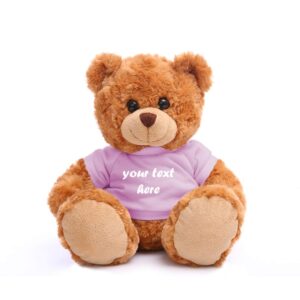 plushland teddy bear 11 inch, stuffed animal personalized gift - great present for mothers day, valentine day, graduation, birthday,anniversary, get well,christmas (mocha bear, pink)