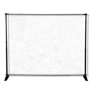 bannerbuzz sneeze guard, adjustable banner stand, 580gsm full tarp pvc clear vinyl with black coated aluminium, vision clarity up to 90% (5' w x 5' h)