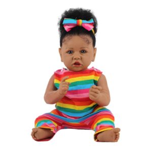 hoomai lifelike reborn baby dolls with soft body african american realistic girl doll 22.8 inch best birthday gift set