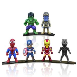 action figures, anime figures, mini action figures for boys, 6 pack hero series set figures with bases, pvc figure doll with 6 popular classic characters figures ages 3 and up