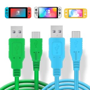 usb c charger for nintendo switch, usb type c charging cable for nintendo switch, switch lite, macbook, pixel c, lg nexus 5x g5, nexus 6p/p9 plus and more - animal crossing blue and green (4.92ft)