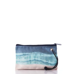 sea bags recycled sail cloth shoreline tie dye wristlet zip top wristlet clutch zippered wallet with strap