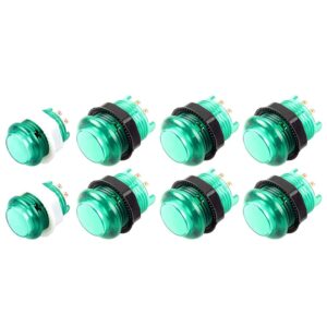 arcity 8 pcs arcade led push buttons illuminated light 6 × 30mm buttons + 2 × 24mm buttons with built-in microswtich for arcade machine video game console diy jamma mame raspberry green new