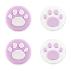 belugadesign paw thumb grip caps | compatible with nintendo switch standard lite oled | cute kawaii animal joystick cap, soft silicone cover for controller | pack of 4 (purple)