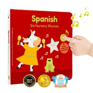 cali's books spanish nursery rhymes | bilingual baby books in spanish with english translation | learn spanish for kids, spanish books for toddlers 1-3 | 6 canciones infantiles en español