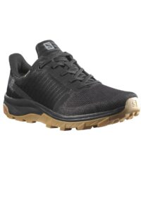 salomon outbound prism gore-tex hiking shoes for women trail running, black/black/gum1a, 7