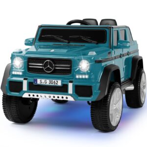 joyldias kids ride on cars, licensed mercedes-benz maybach g650s, 12v7a battery powered toy electric car for kids w/2.4g remote control, 2 motors, 3 speeds, music, horn, led lights, peacock blue