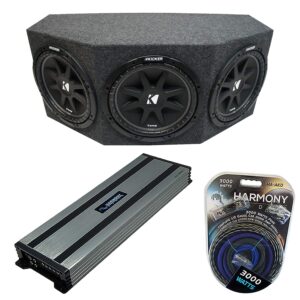 harmony audio kicker bundle comp c10 triple 10" subwoofer loaded 1500 watt sub box enclosure & harmony ha-a1500.1 amp