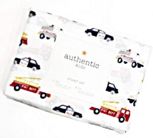 authentic kids rescue vehicles.fire engine, ambulance, police car 4 pc. full sheet set