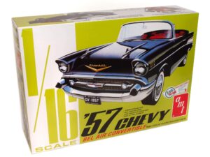 amt round 2 unknown 1957 chevy bel air convertible 1:16 scale model kit (amt1159) white