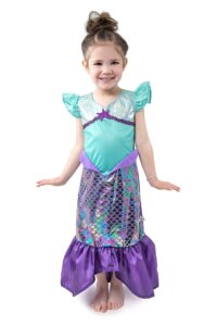 little adventures purple sparkle mermaid princess dress up costume (large age 5-7) - machine washable child pretend play and party dress with no glitter