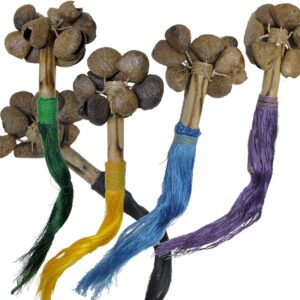 maracas chacahus - this percussion instrument is created using seeds and attached to a bamboo handle (random color)