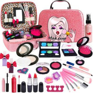 washable kids makeup girl toys - real kids makeup kit for girls make up set for child toddler children princess christmas birthday gifts present for 4 5 6 7 8 9 10 year old girls gift