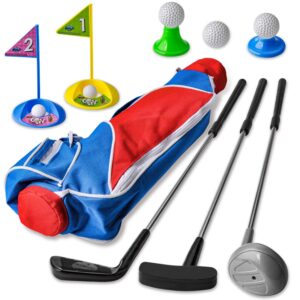 zac-t toddler golf clubs set/deluxe happy kids golf ball gameplay sports toys for kids boys girls indoor outdoor play, christmas birthday gift