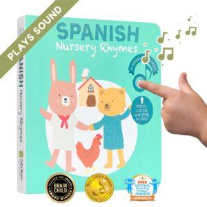 cali's books spanish nursery rhymes | spanish baby book with english translation | learn spanish for kids | spanish books for toddlers 1-3 | 6 canciones infantiles en español