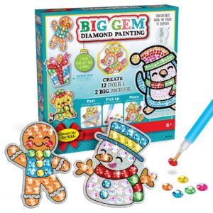 creativity for kids big gem diamond painting kit: holiday stickers and suncatchers - diamond painting kits and christmas gifts, christmas crafts for girls and boys, kids gifts for ages 6-8+