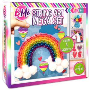 creative kids string art kit for kids age 6+ | 4 fun projects in 1 string art craft kit flower, heart, rainbow & unicorn | string art kids birthday gifts for girls & boys