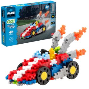 plus plus - go! racing cart car - 240 pieces - model vehicle building stem/steam toy, interlocking mini puzzle blocks for kids