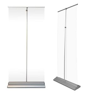 bannerbuzz floor standing sneeze guard - full tarp with steppy retractable stand isolation barrier - clear film protective shield for cafes, retail stores, cashier, receptionist (2.5' x 6.5')