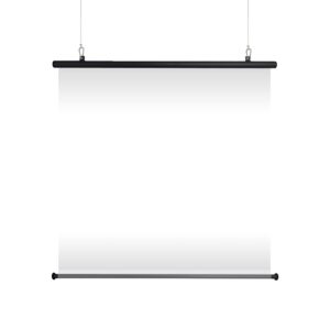 bannerbuzz hanging clamp bar sneeze guard with clear tarp film protective shield for office, cafes, retail stores, cashier, receptionist (3' x 5')