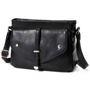 vaschy crossbody bags for women, soft pu leather water resistant crossbody purse handbags shoulder bags black