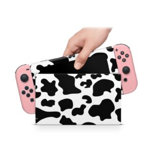 zoomhitskins compatible with switch skin cover cute pink cow skins aqua color pastel animals farmer pattern black pets 3m vinyl decal sticker wrap, made in the usa