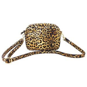 women's small lighted leopard crossbody bag - dual shoulder and belt function