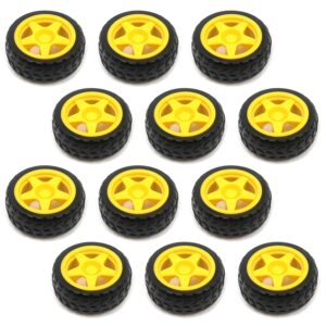 t tulead toy tire wheels plastic wheels robot parts 2.6-inch diameter gear wheel pack of 12