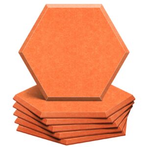 zhermao 6 pack acoustic panels sound proof padding,14 x 13 x 0.4 inches sound dampening panels bevled edge sound panels, used in wall decoration and acoustic treatment（hexagon) (pink)