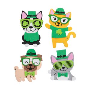 st. patrick's day pet magnet craft kit - 12 craft kits - fun diy st patricks day crafts for kids - great for classroom, preschool, or parade activity