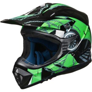 ilm youth & kids dirt bike helmets motocross atv dirtbike bmx mx offroad full face motorcycle helmet, dot approved model 128ys (green black, youth-large)