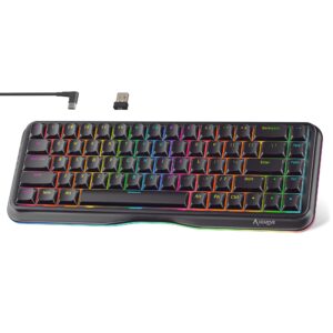 kemove k68 60% wireless mechanical keyboard, cherry mx rgb switches supports 2.4g/bluetooth5.0/usb-c, rgb led backlit hot-swappable compact 68 keys wired gaming keyboard for mac windows