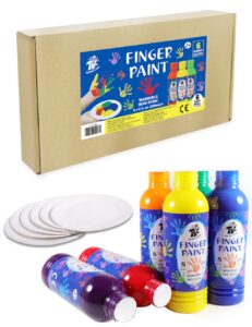 tbc the best crafts finger paint for kids, non-toxic, washable toddler paint, 6 x 236ml kids art set, prefect craft paint for diy projects, school painting supplies