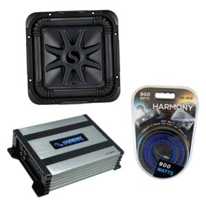 harmony audio kicker l7s10 car audio solo-baric 10" subwoofer square l7 sub 44l7s104 bundle with ha-a400.1 amplifier & amp kit