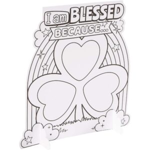 fun express color your own blessings shamrocks cardstock posters (pack of 12) - 7.75" x 8" - black & white decorations for irish celebrations & festivities