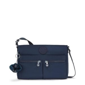 kipling womens women's new angie handbag, lightweight bag, nylon travel crossbody bag, blue bleu 2, 10.5 l x 8 h x 2 d us