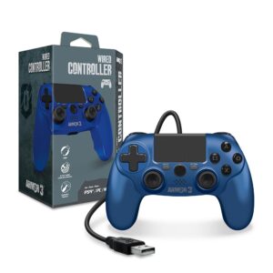 armor3 wired game controller for ps4/ pc/mac (blue) - playstation 4