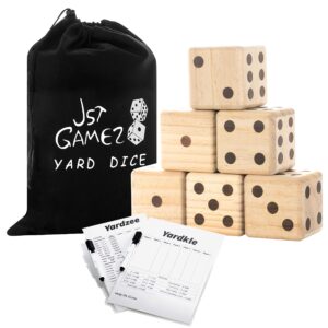 giant wooden set of 6 yard dice with yardkle and yardzee scoreboard-yard outdoor games for adults and family giant lawn games-choose your set