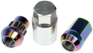 dorman 713-375g rainbow/neo-chrome acorn wheel nut lock set compatible with select models, 20 pack