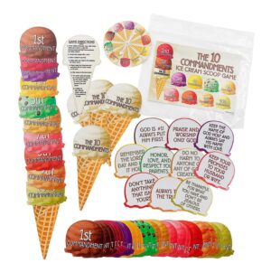 fun express ten commandments ice cream scoop game - religious and sunday school educational - 51 pieces