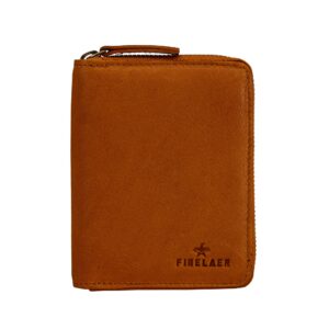 finelaer women mustard leather small wallet with coin pocket