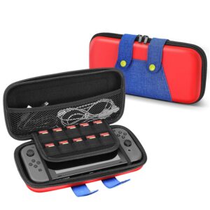 tnp travel case for nintendo switch mario theme portable travel carry hard shell eva material pouch traveler deluxe cover with strap handle for switch console, joy con controller, game card holders