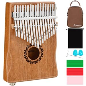 kalimba thumb piano 17 keys ranming mbira finger piano kalimba gifts for adults kids beginners with portable handbag and tune hammer thumb pianos finger harp (mahogany-pickup)