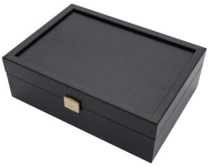 handmade wooden storage chess box black / case for standard size chess pieces (32 pcs - up to 3,75" inch pieces - chessmen not included)